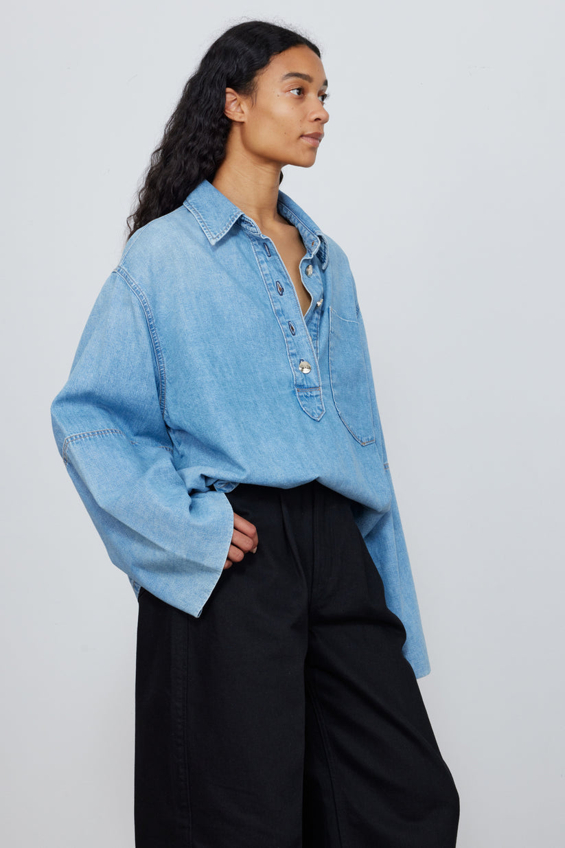 The Finlay Popover Shirt in Blue Denim – RÙADH